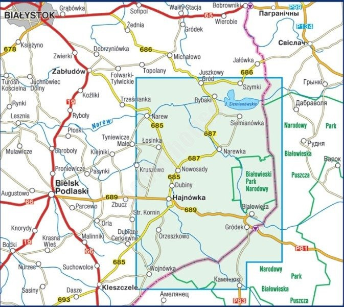 Mapa Białowieski Park Narodowy Hajnówka | HobbyHouse.pl